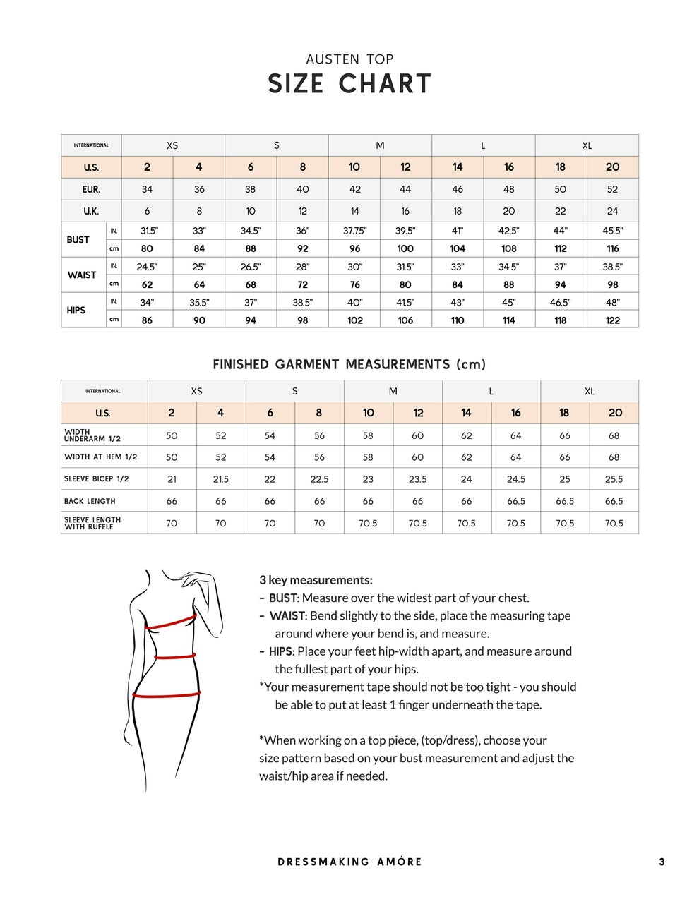 Austen Ruffled Top Sewing Pattern by Dressmaking Amóre