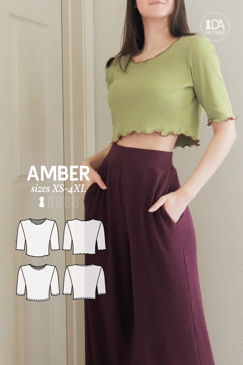 Easy Knit Crop Top & Wide Pants Sewing Pattern Bundle by Dressmaking Amóre
