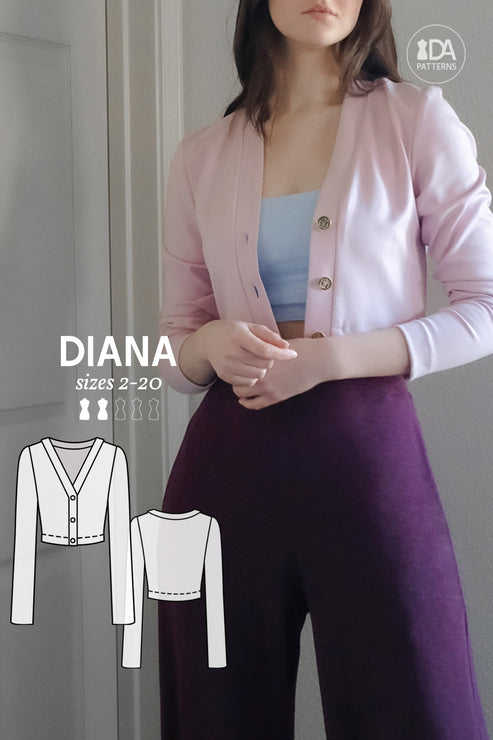 DIANA Cropped Cardigan PDF Digital Sewing Pattern by Dressmaking Amóre