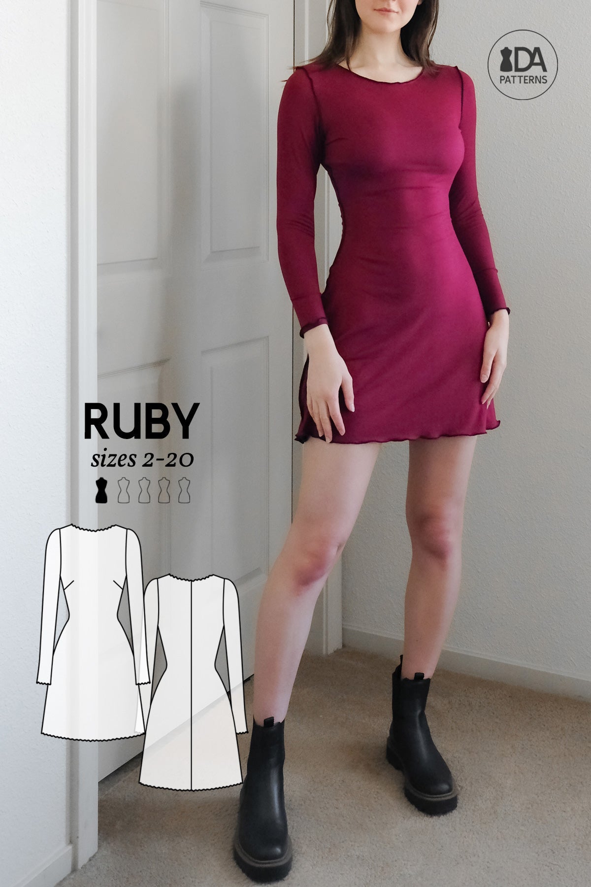 Ruby Fitted Long Sleeve Dress Sewing Pattern by Dressmaking Amóre
