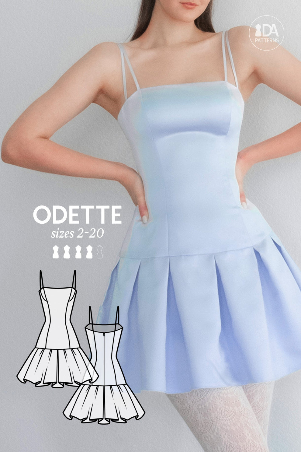 Odette Drop-Waist Pleated Skirt Dress Sewing Pattern by Dressmaking Amóre