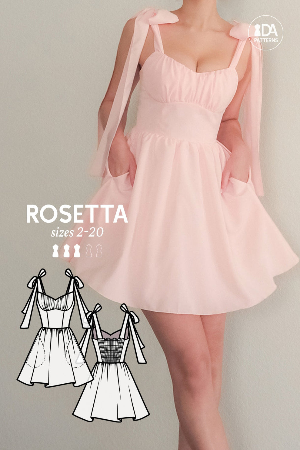 Rosetta Shirred Dress Sewing Pattern by Dressmaking Amóre